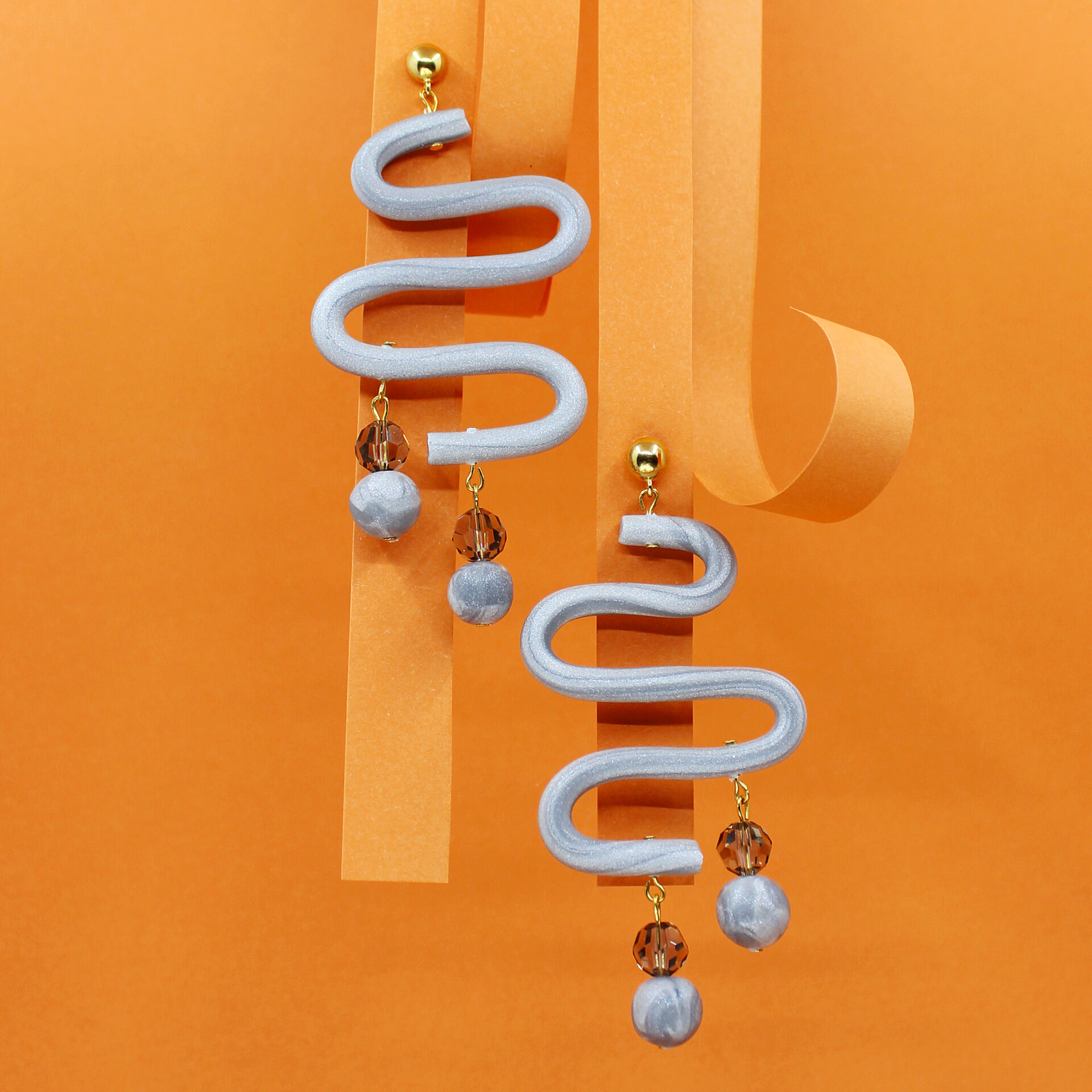 curl shimmer handmade earrings | Way Things Form